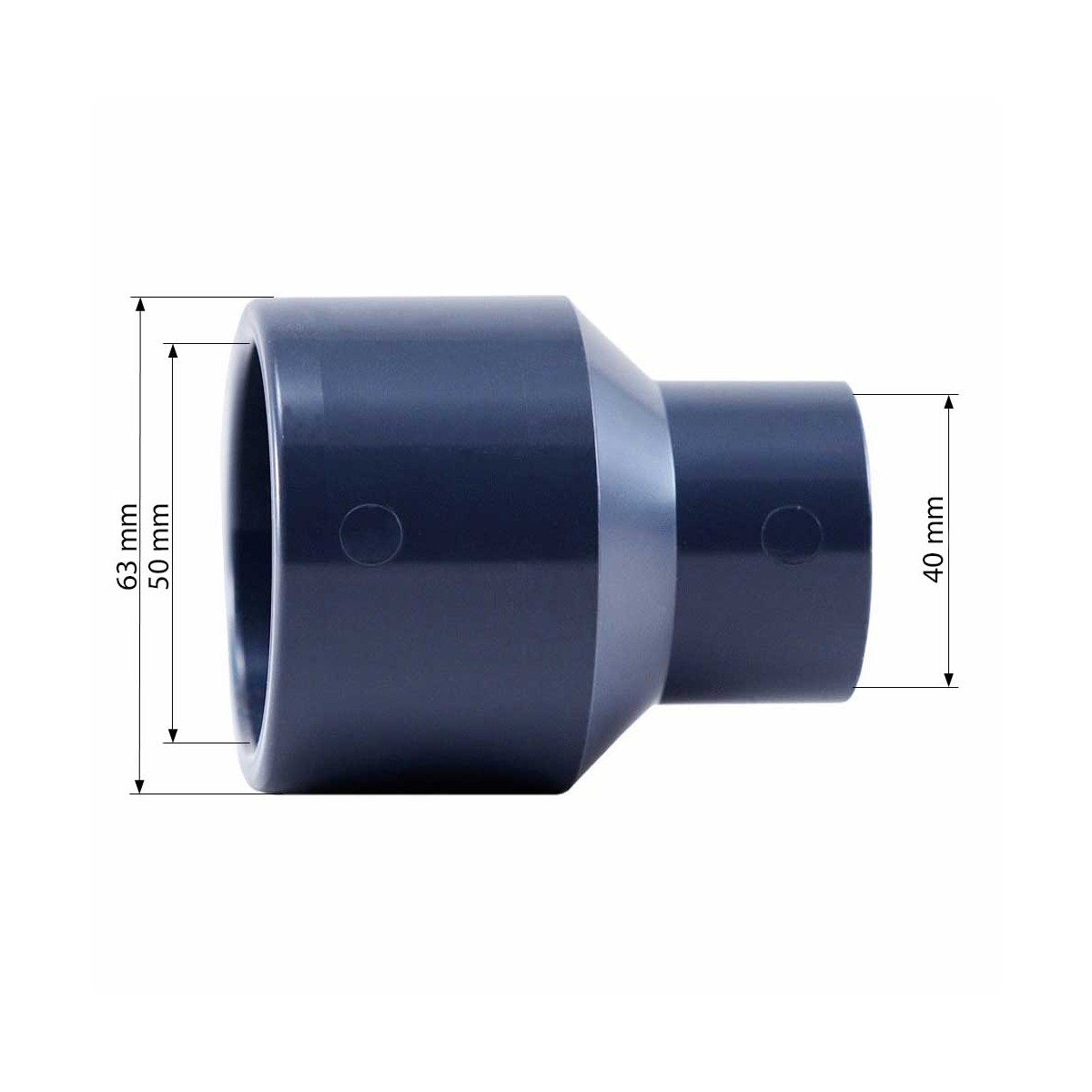 PVC Reduzierung lang Ø63/50-40mm - Meerwasseraquaristik Bartelt